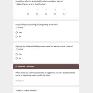Free Teacher Feedback Form Template in Google Forms