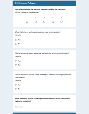 Free Teacher Feedback form for Curriculum Template in Google Forms