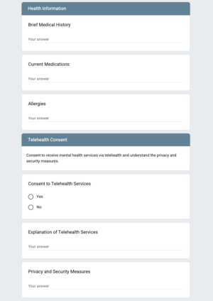 Free Tele Mental Health Consent Form Template in Google Forms