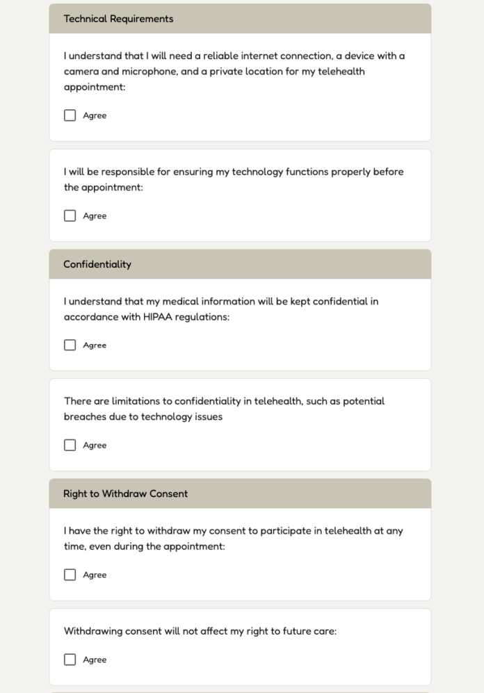 Free Telehealth Informed Consent Form Template in Google Forms