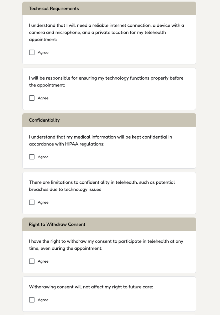 Free Telehealth Informed Consent Form Template in Google Forms