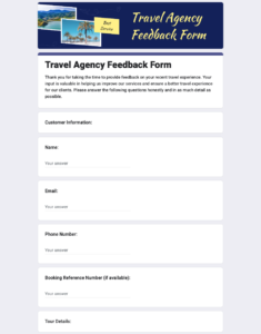 Free Travel Agency Feedback Form Template in Google Forms