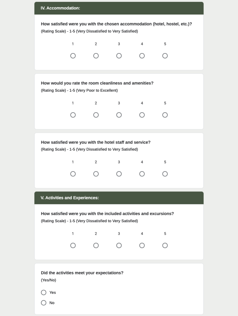 Free Travel Satisfaction Survey Template in Google Forms
