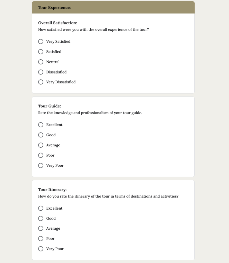 Free Travel Website Feedback Form Template in Google Forms