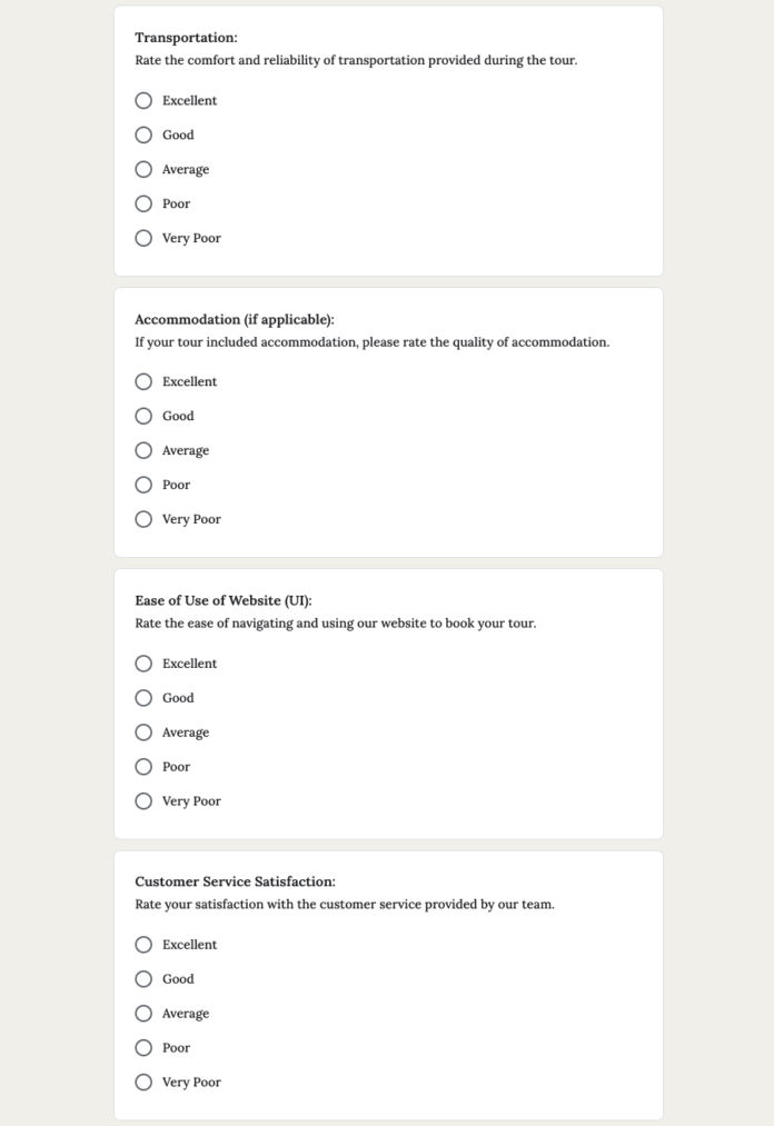 Free Travel Website Feedback Form Template in Google Forms