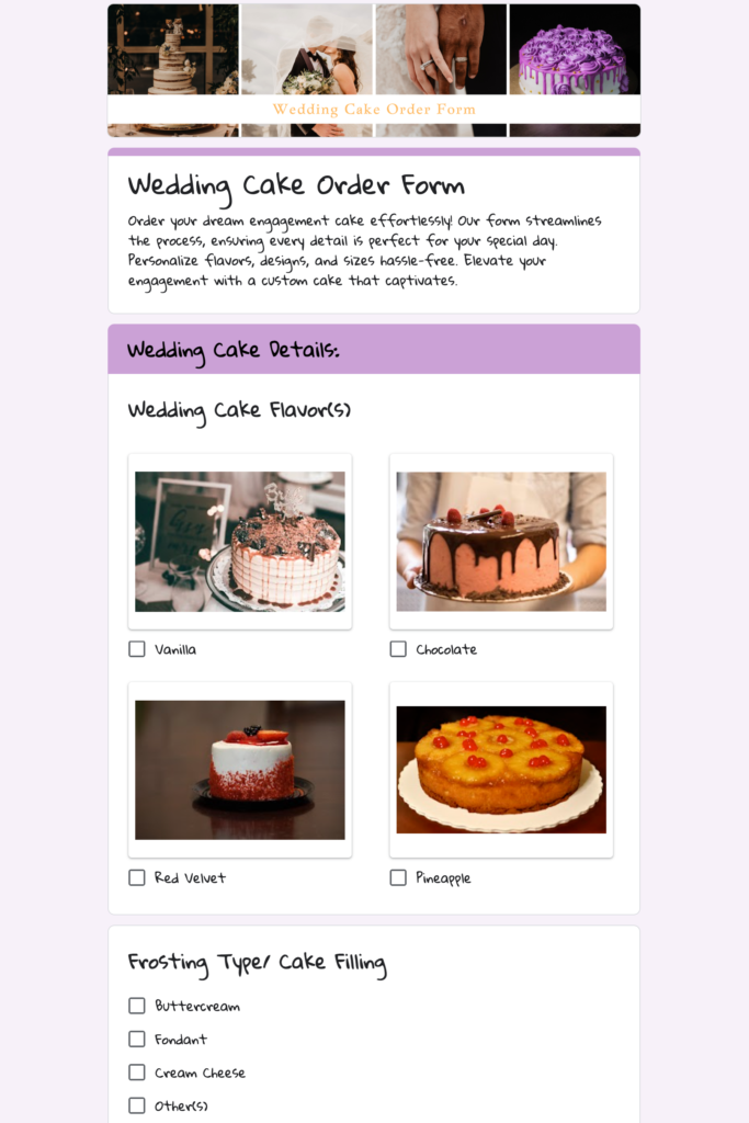 Free Wedding Cake Order Form Template in Google Forms