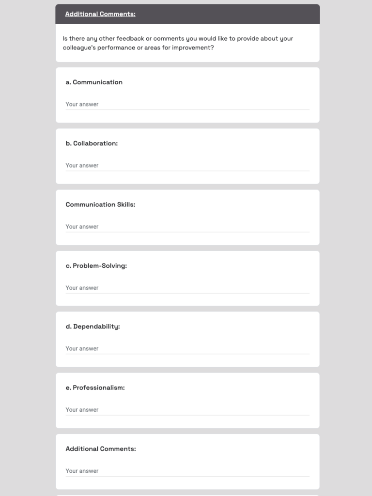Free Workplace Peer Feedback Form Template in Google Forms