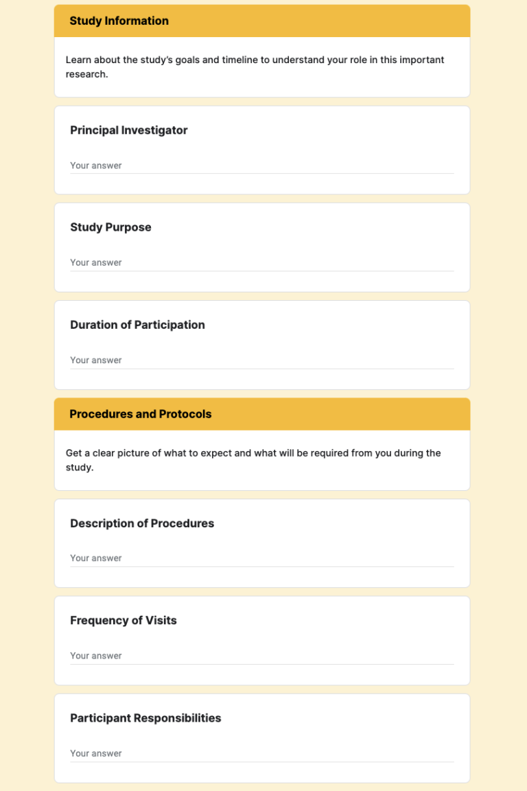 Free Informed Consent Form in research Template in Google Forms